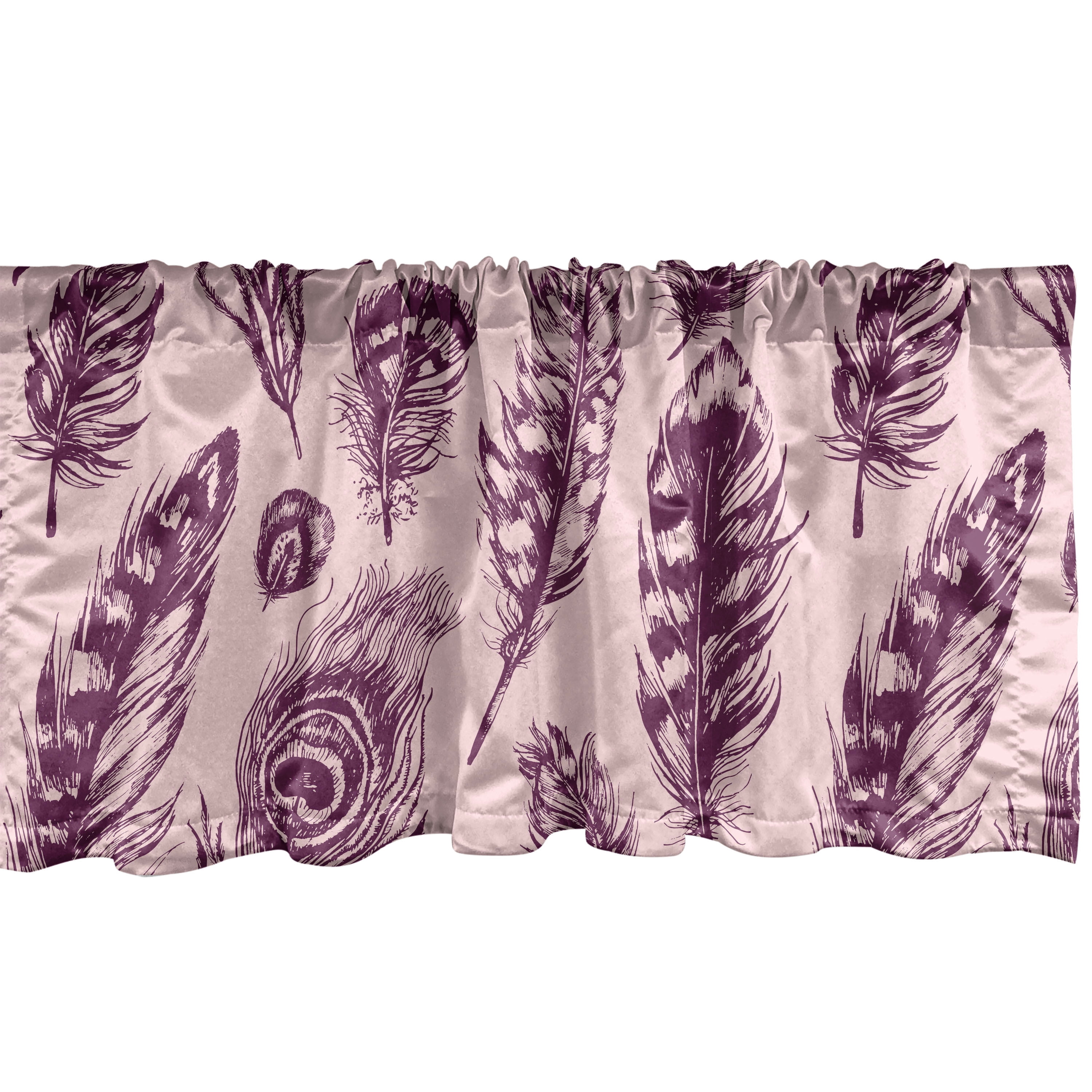 Bohemian Window Valance, Sketch Drawn Pattern of Boho Feathers Wild ...
