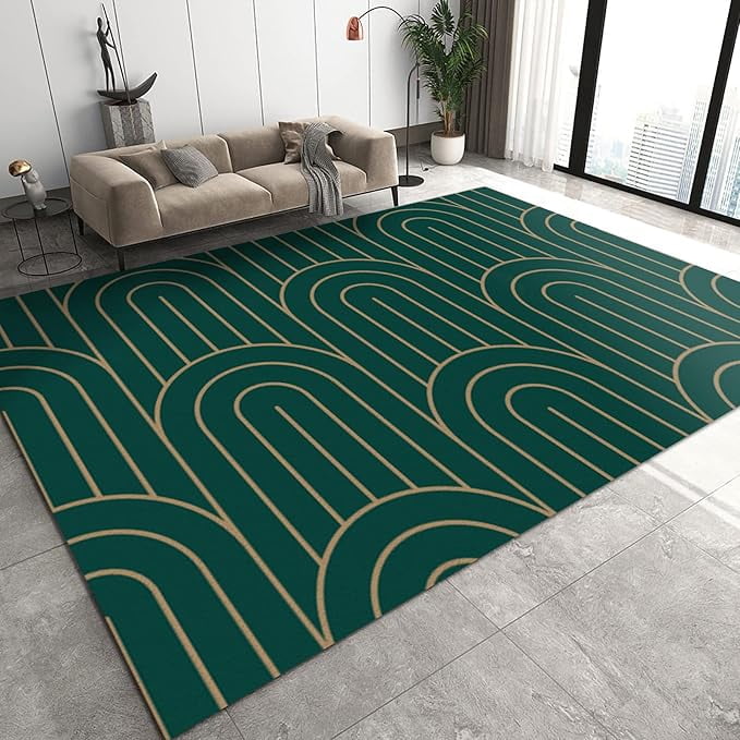 Bohemian Yellow Lines Area Rugs, Green Simple Fresh Retro Stripes ...