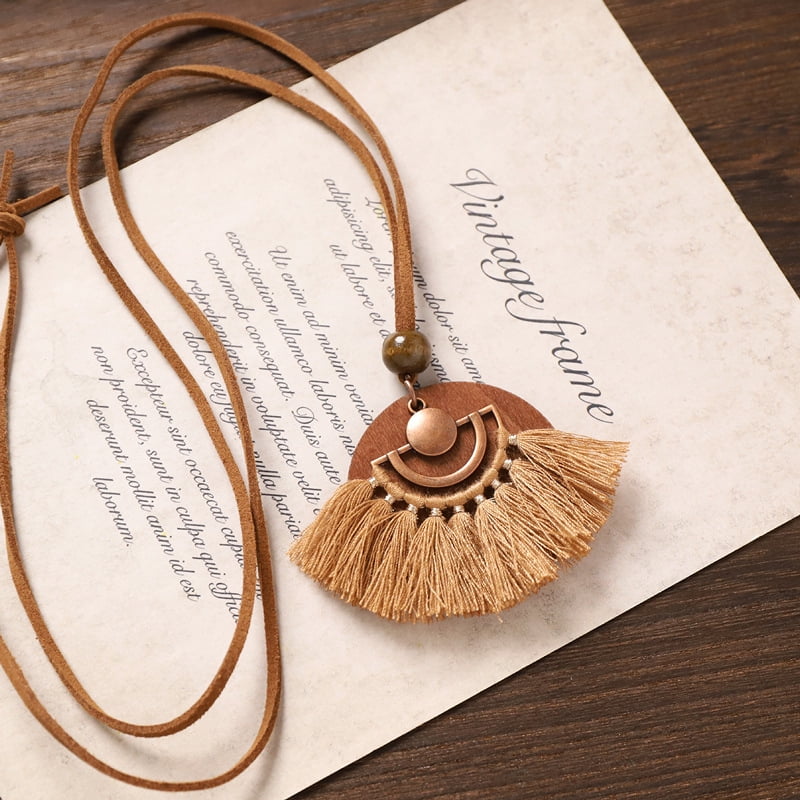 Bohemian ethnic style long necklace, vintage exotic tassel sweater ...