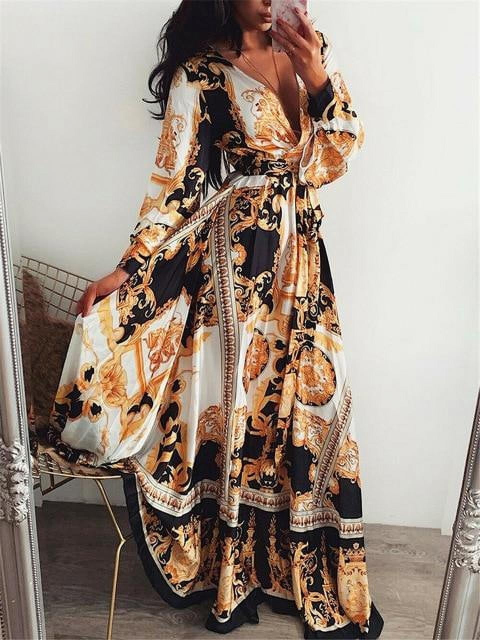 Bohemian style Floral Printed Maxi Dress - Walmart.com