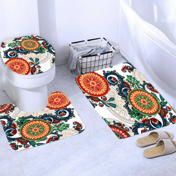 Bohemian style Printed Shower Curtains Set Boho Bathroom Curtain with ...