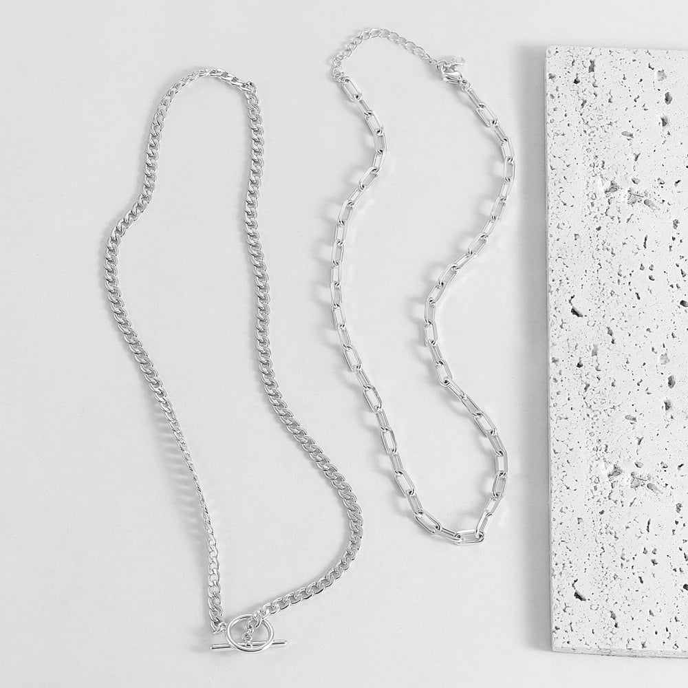 Bohemian style paperclip chain clavicle chain simple multi-layer OT ...