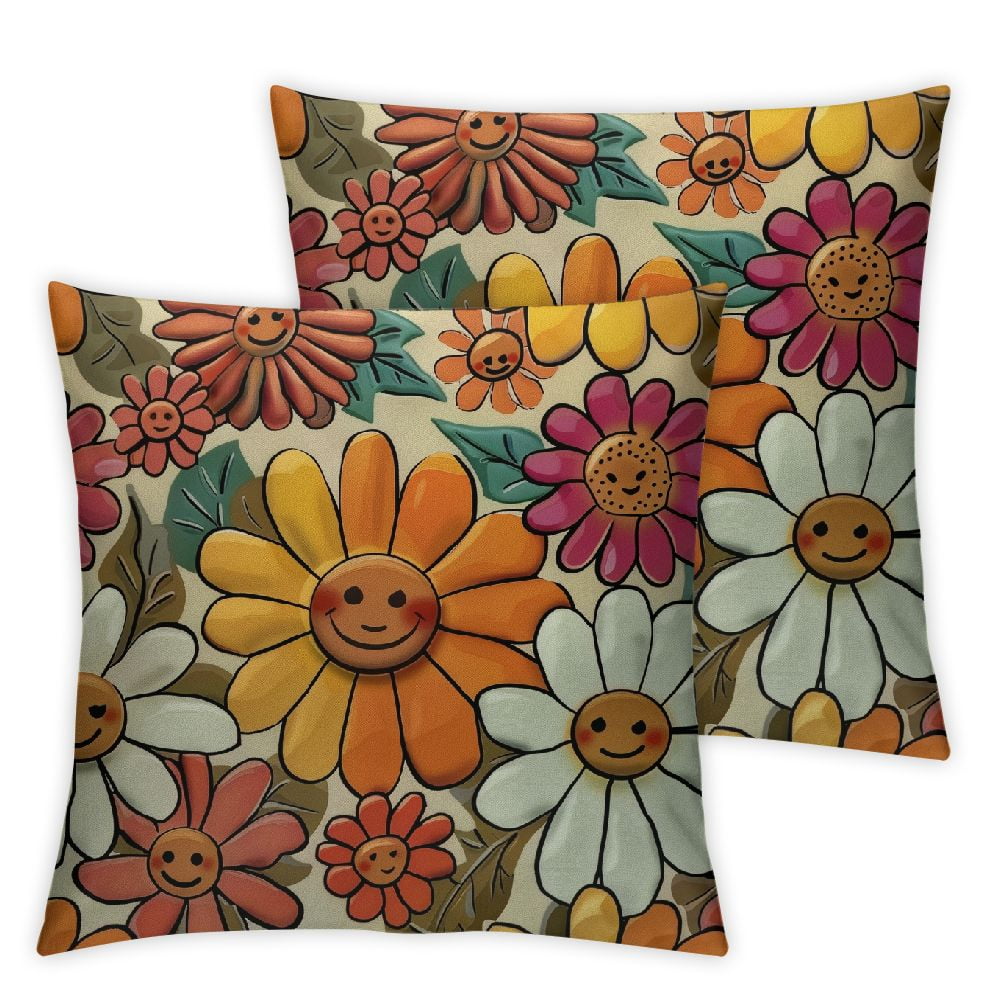 Bohemian vintage flower smiley face cover -1970s vintage hippie style ...