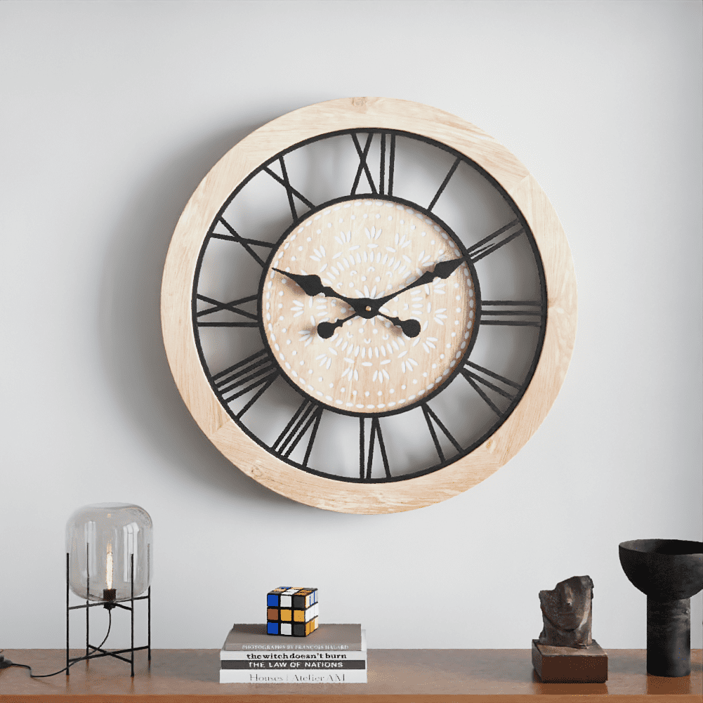 Bohemian wind and iron wood combined with creative wall clock - Walmart.com