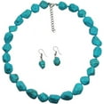 Bohemmian Turquoise Beaded Strand Choker Necklace Earrings Set Stone ...