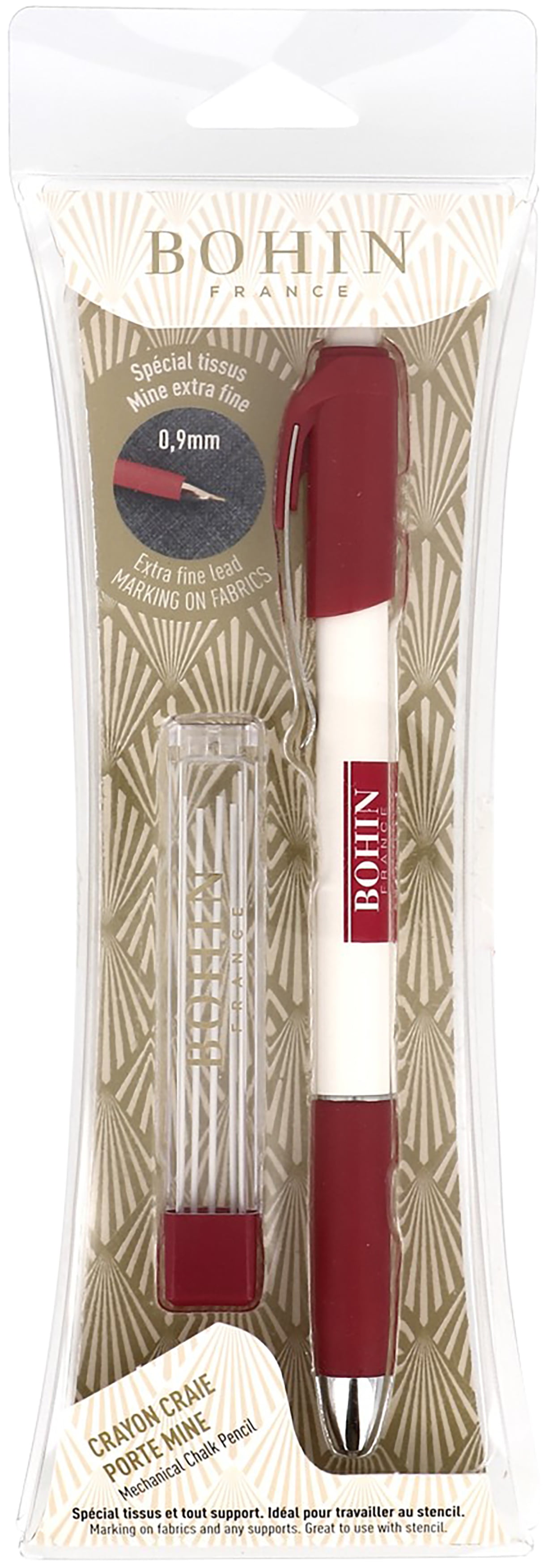 Bohin Mechanical Chalk Pencil - Extra Fine-White for Sewing, Fabric ...