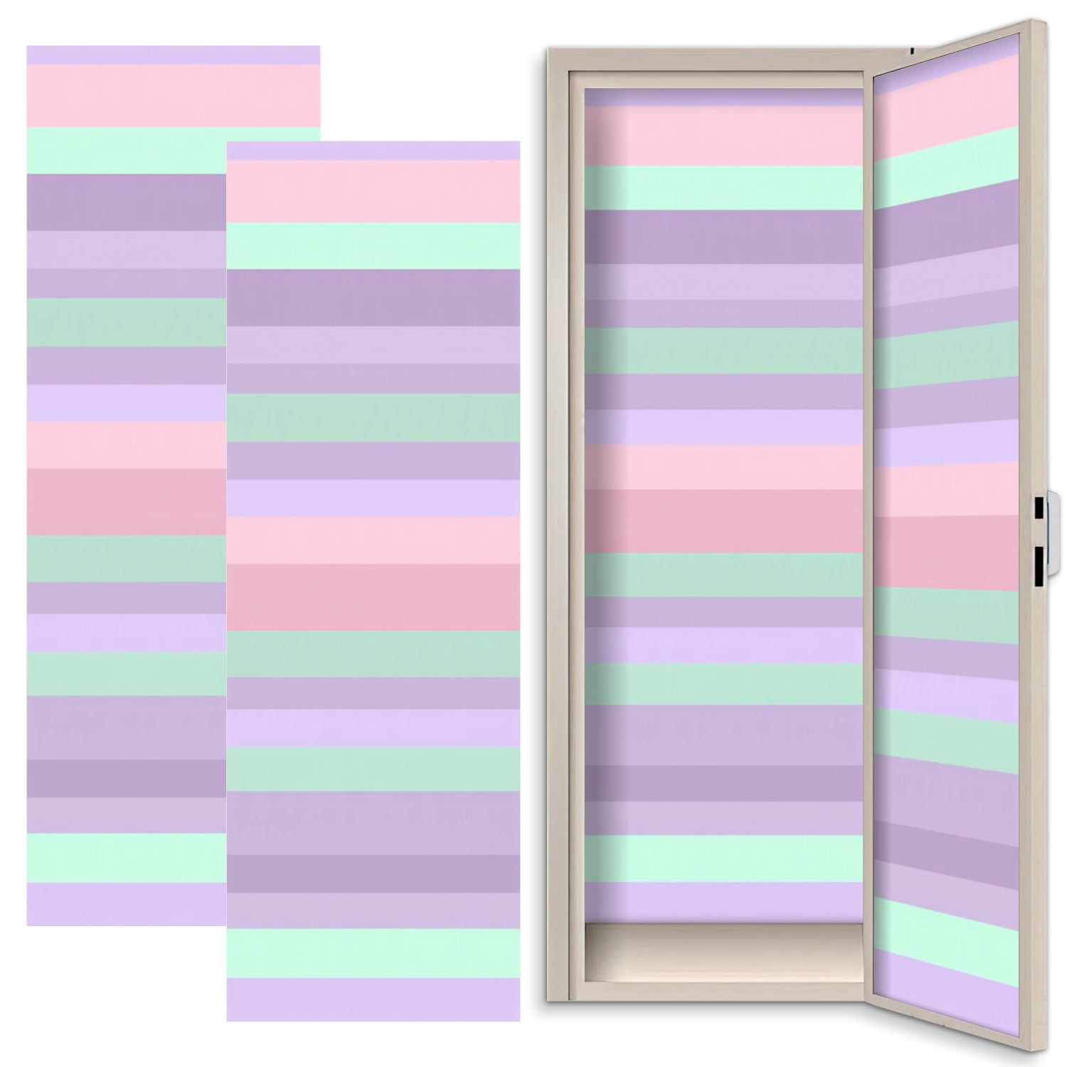 Boho 2 Pcs School Locker Magnetic Wallpaper 12" x 36" Stripes Relaxing ...