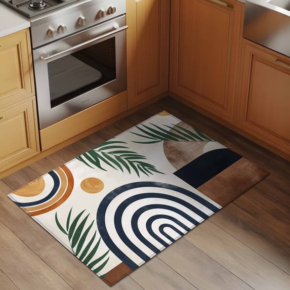 Boho 2x3 Rug for Entryway Front Door Kitchen Sink Area, Leaf Geometric ...