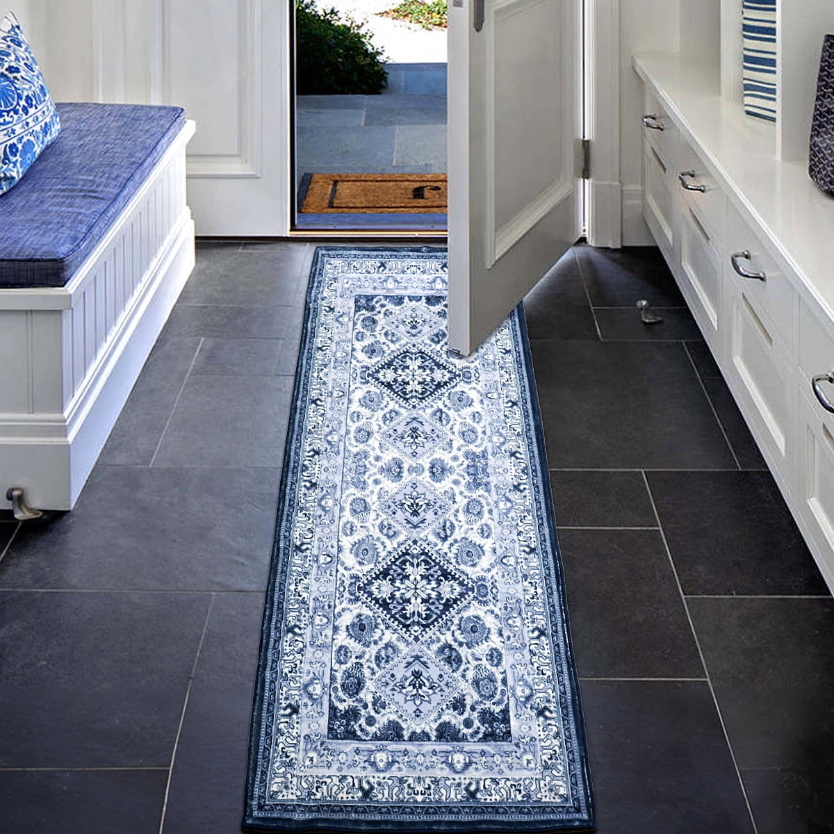 Boho 2x6 Runner Rug - Non-Slip, Washable Kitchen Rugs - Ideal for ...