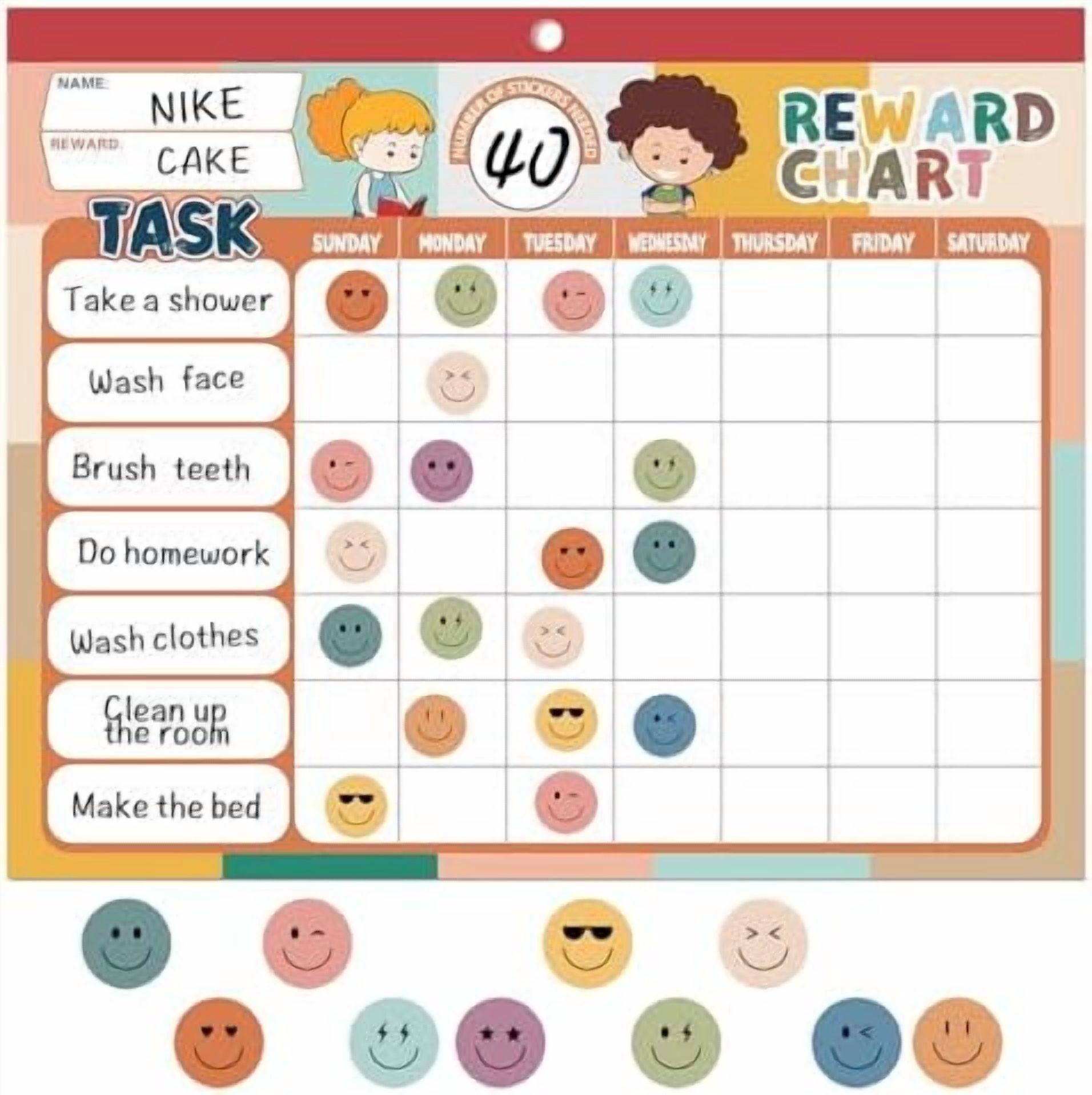 Boho 32 Chore Charts Behavior Reward Chart System,Sticker Chore Chart ...