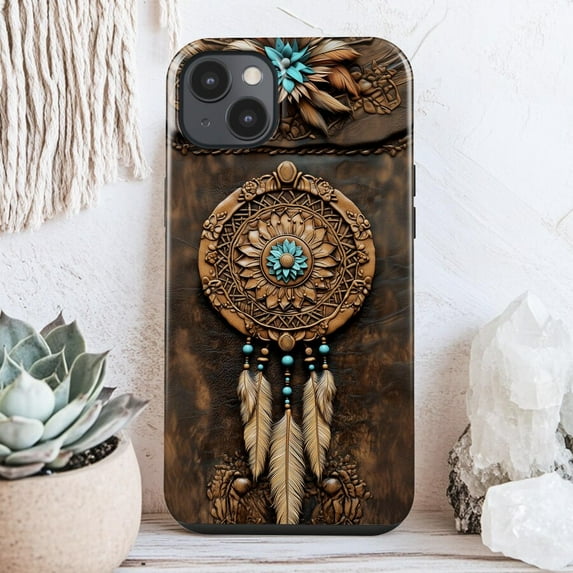 Boho 3D Clay-Like Feather Design Dreamcatcher Phone Case 11 12 13 14 15 ...