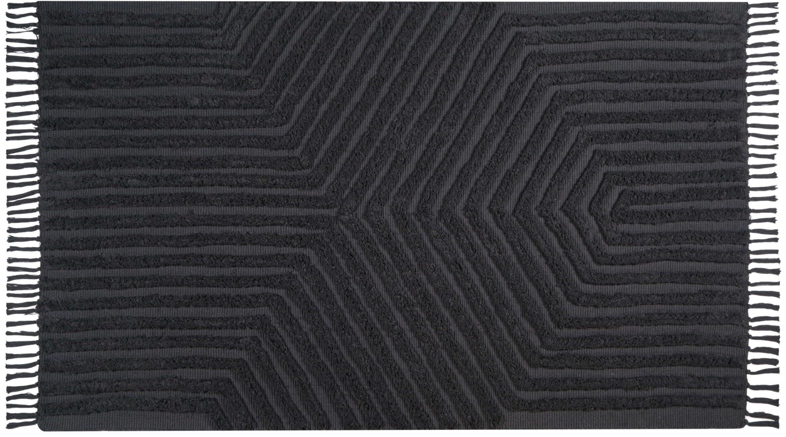 Boho 4x6 Washable Cotton Area Rug – Dark Grey Farmhouse Tufted Carpet ...