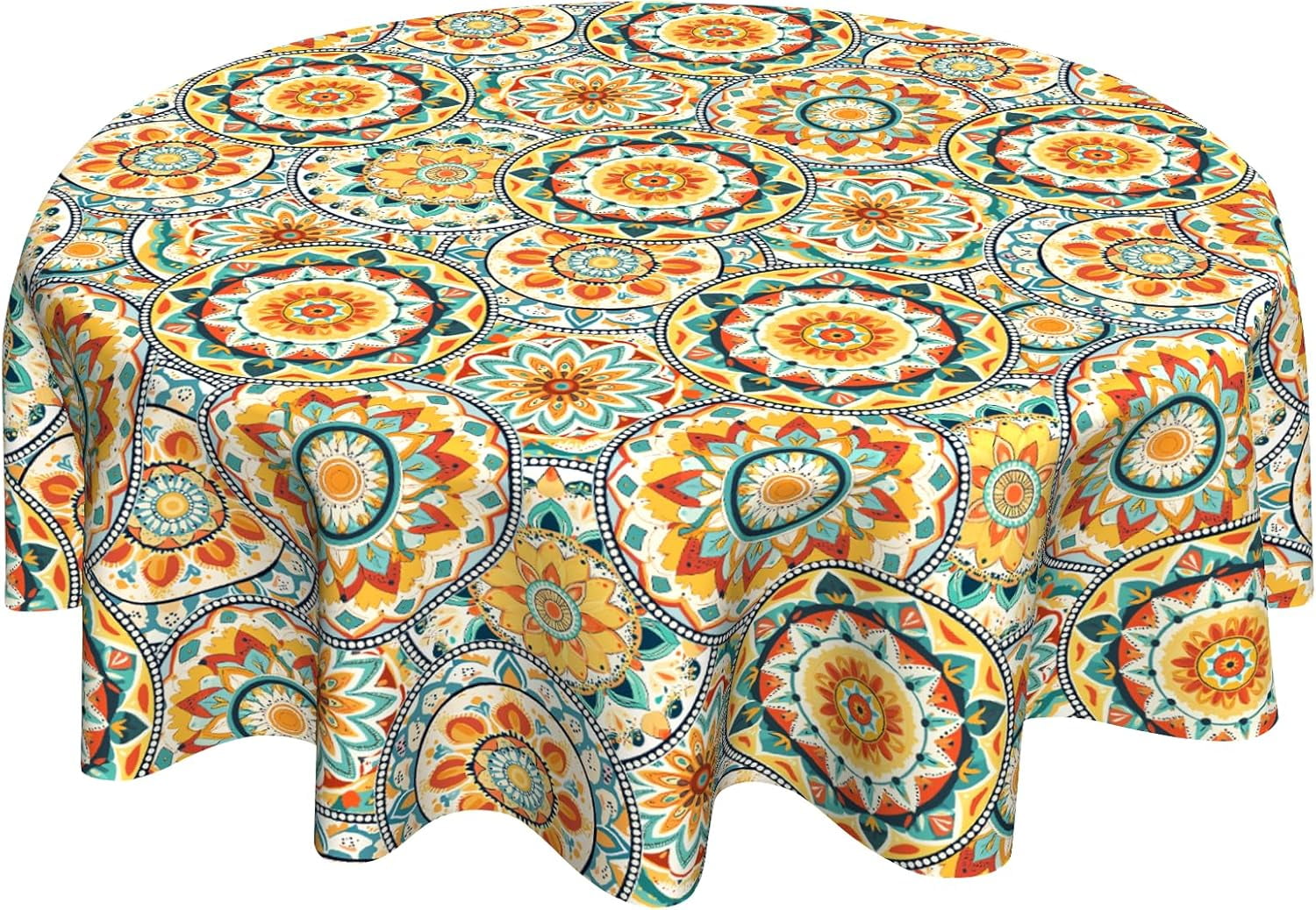 Boho 60 inch Round Tablecloth Vintage Floral Circle Table Cloths ...
