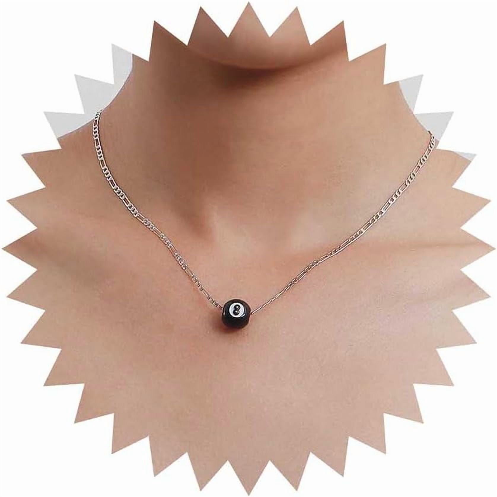 Boho 8 Ball Pendant Magnificent Necklace Pool Ball Necklace Black Eight ...
