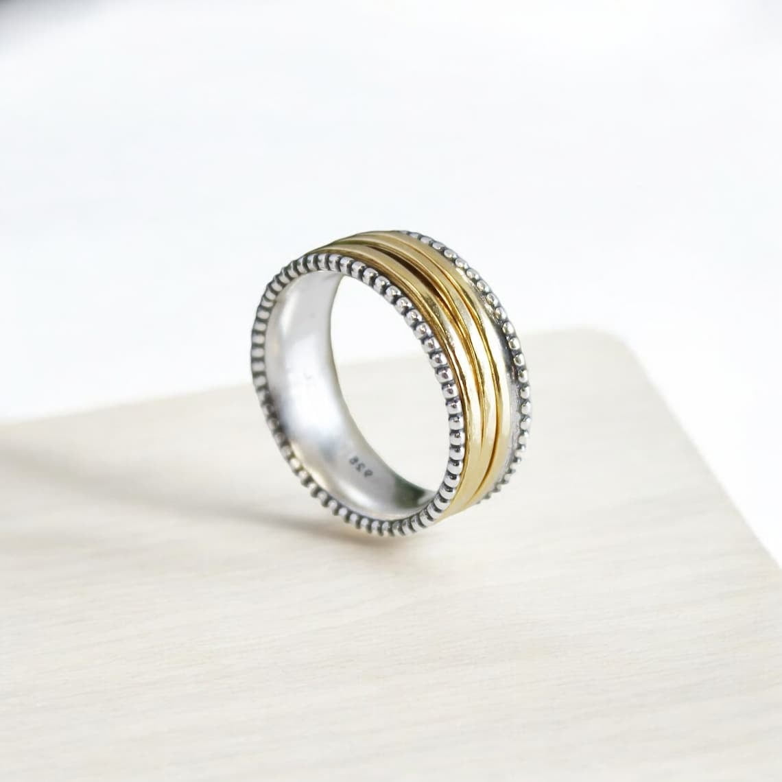 Boho 925 Sterling Silver Spinner Ring – Handmade Meditation Anxiety ...