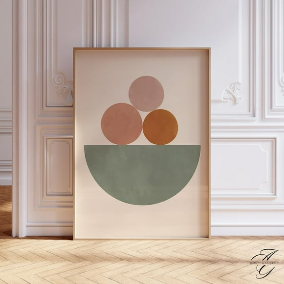 Boho Abstract Art Poster: Earth Tone Circles, Mid Century Modern Decor ...