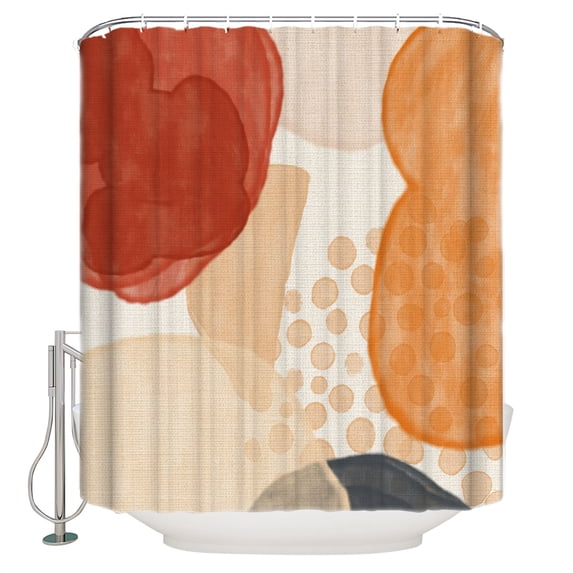 Boho Abstract Bathroom Shower Curtains with 12 Hooks Polyester ...
