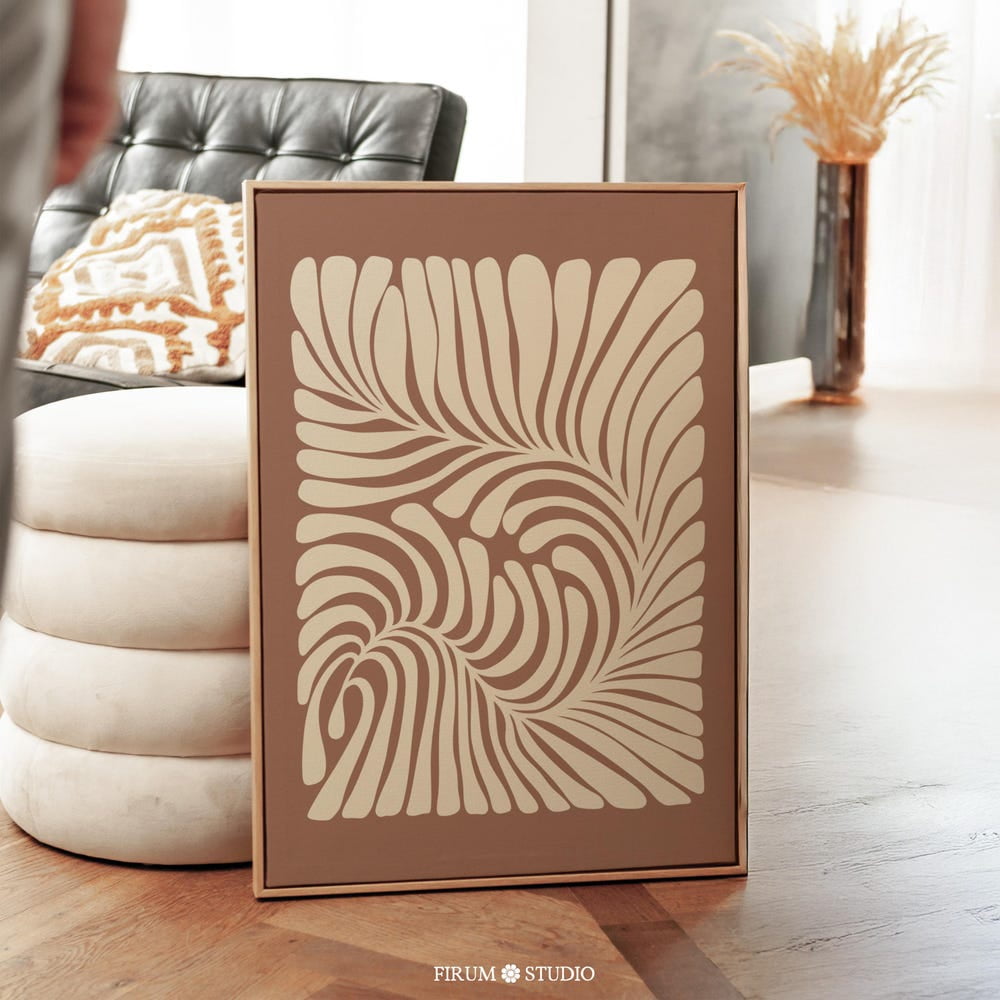 Boho Abstract Botanical Art Print Organic Lines In Neutral Earth Tones ...