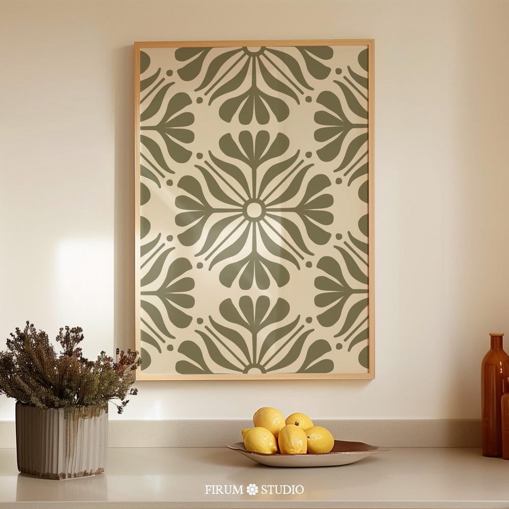 Boho Abstract Botanical Print Sage Green And Muted Green Organic Art ...