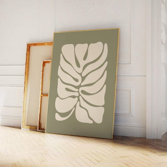 Boho Abstract Botanical Wall Art Minimal Leaf Poster Modern Organic ...