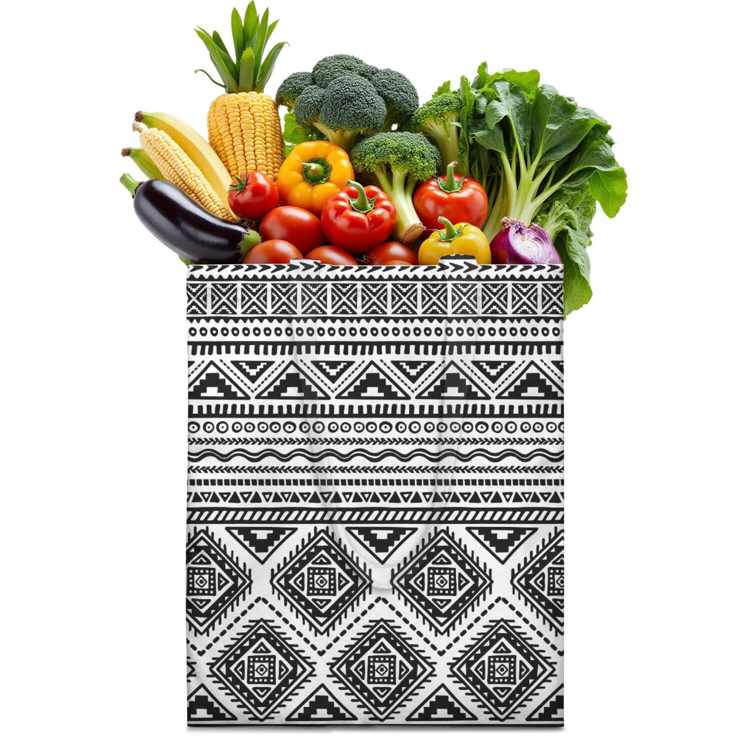 Boho Abstract Canvas Tote Bag – Vintage Tribal Geometric Reusable ...