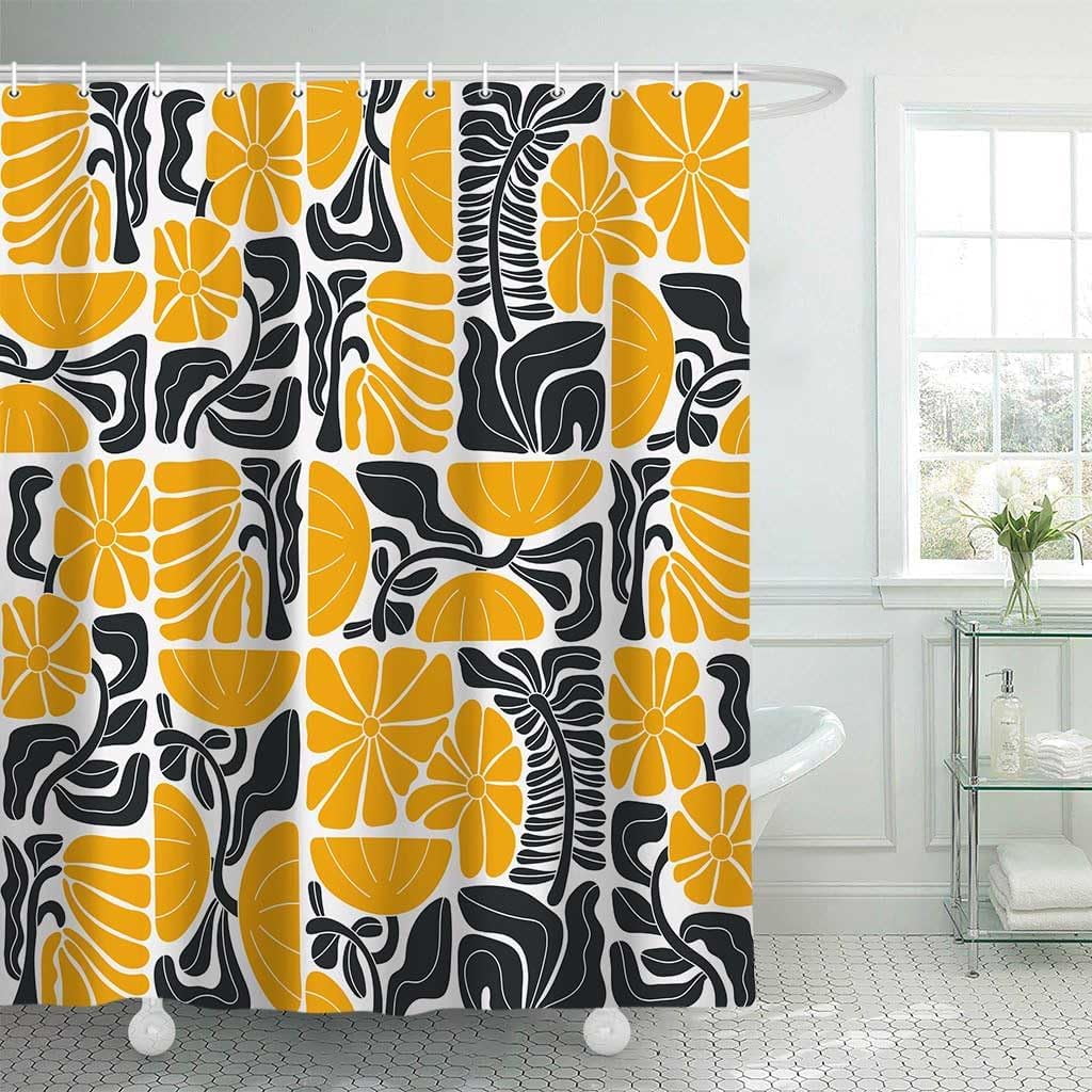 Boho Abstract Colorful Floral Shower Curtain, Vintage Retro Patchwork ...