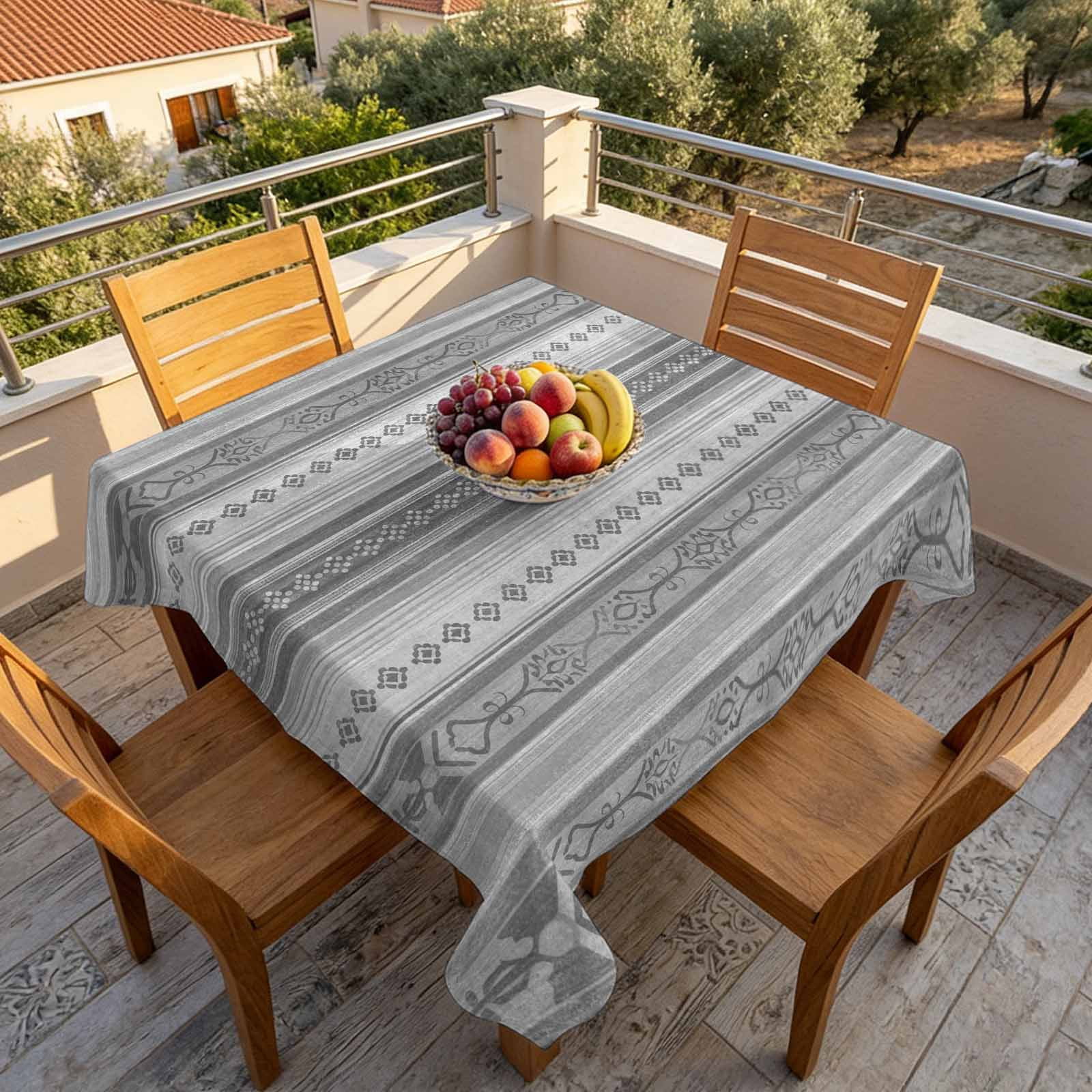 Boho Abstract Ethnic Gray Geometric Pattern Table Cloth 60x60in ...
