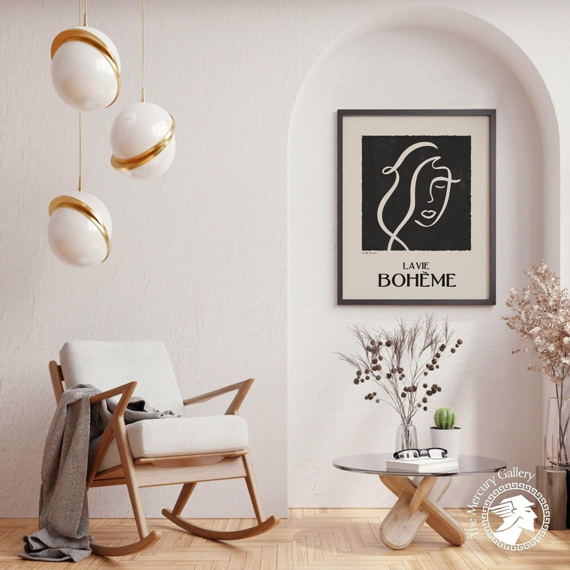 Boho Abstract Figure Poster, Neutral Minimalist Wall Art Print For ...