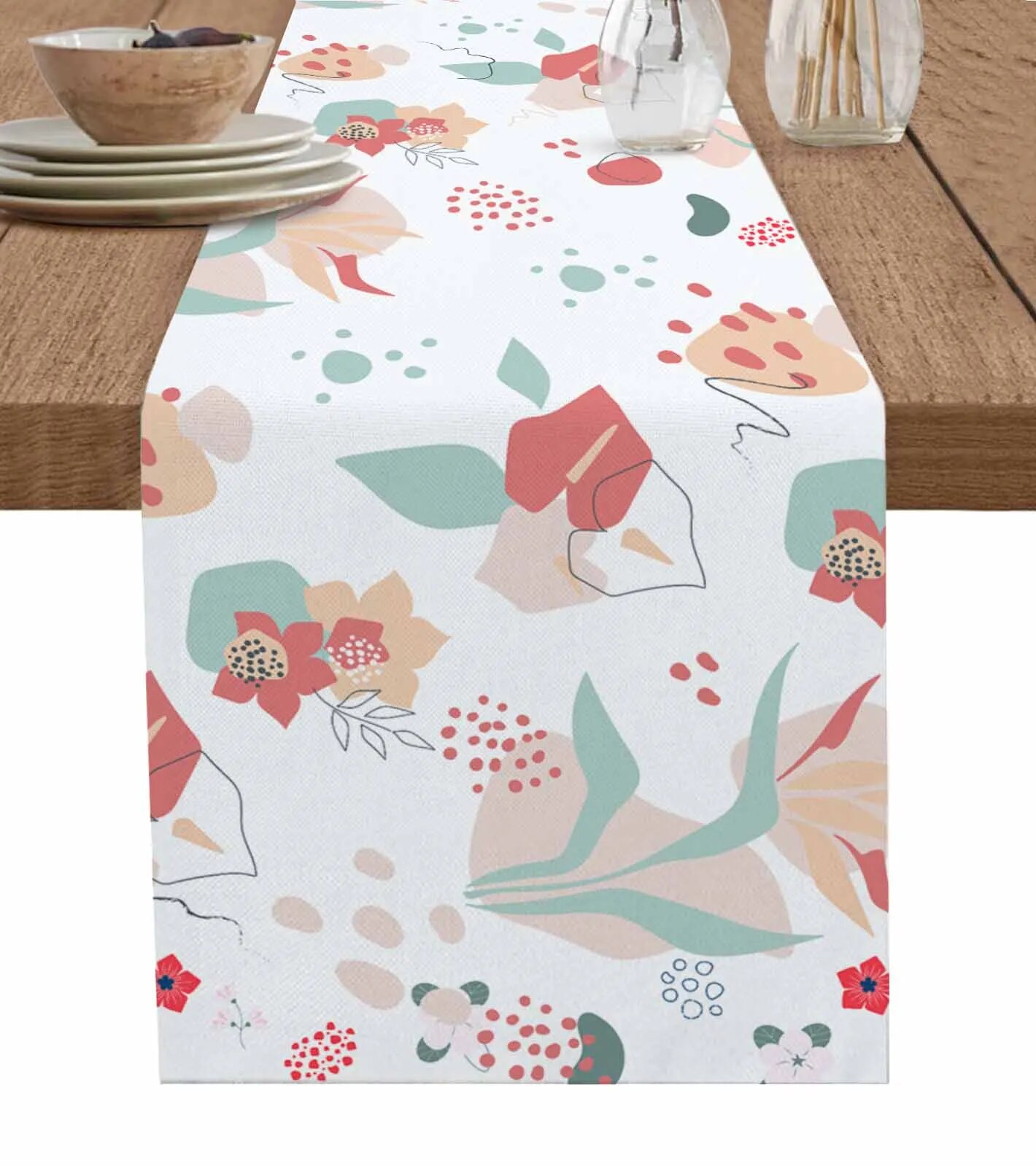 Boho Abstract Floral Geometric Table Runner Wedding r Table Runner Home ...