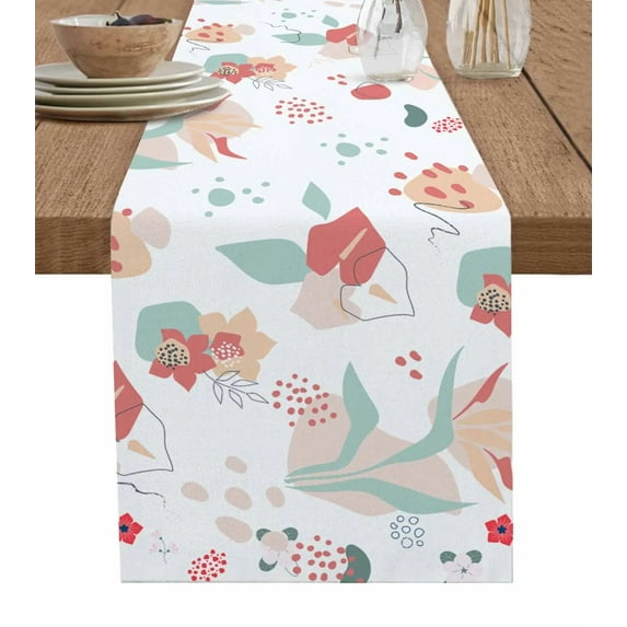 Boho Abstract Floral Geometric Table Runner Wedding r Table Runner Home ...