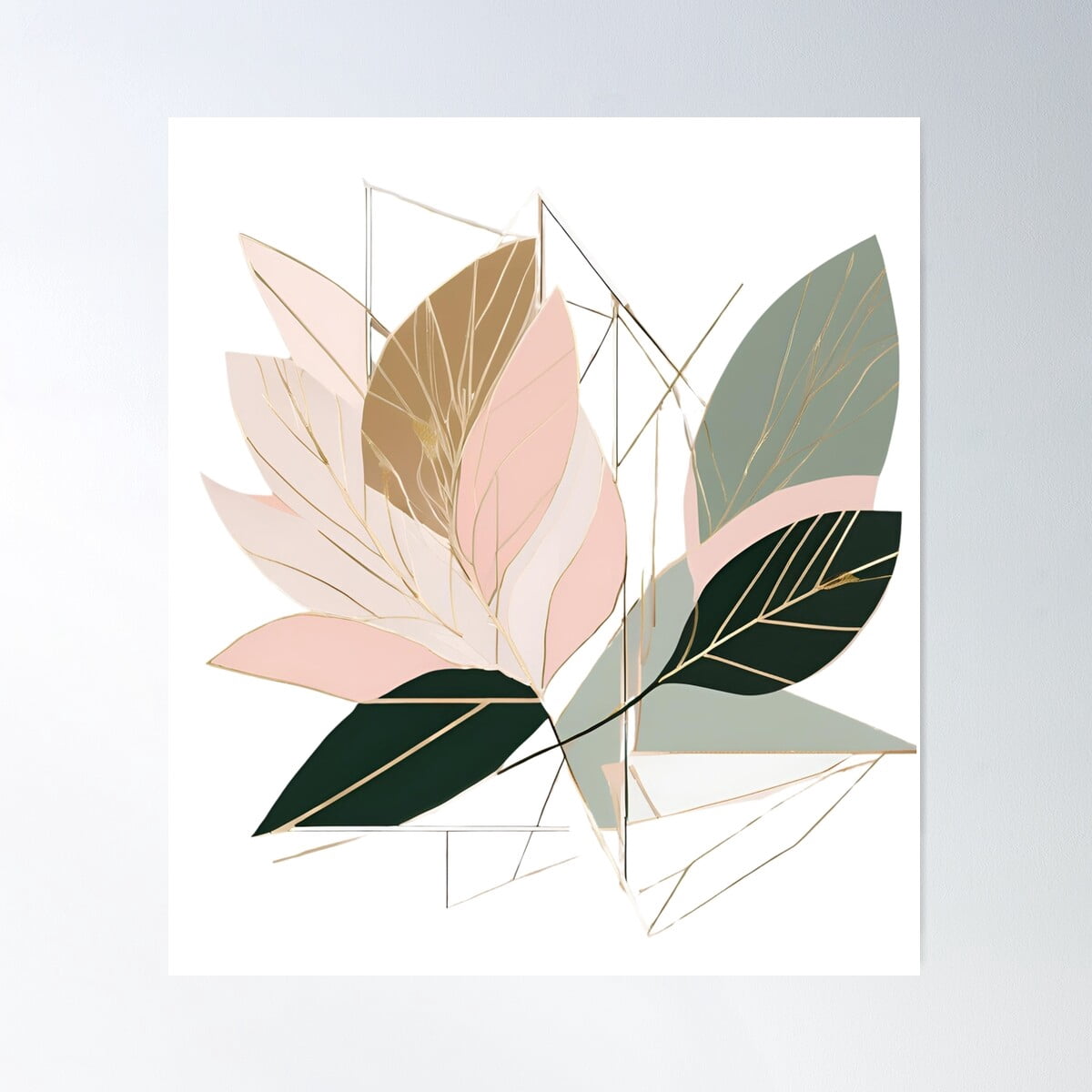 Boho Abstract Floral Line Art Â€“ Minimalist Gold & Blush Pink Design ...