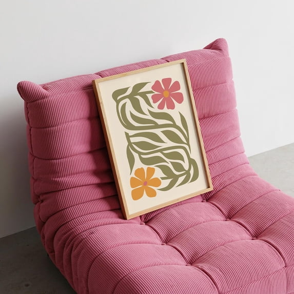 Boho Abstract Floral Wall Art Botanical Flower Poster Modern Minimal ...