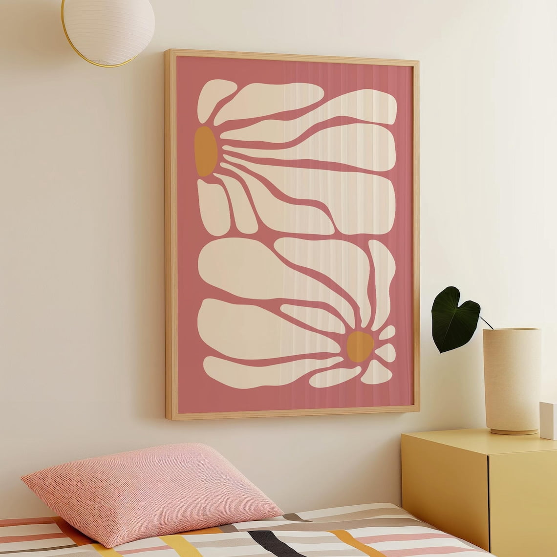 Boho Abstract Floral Wall Art Modern Minimal Flower Poster Retro ...