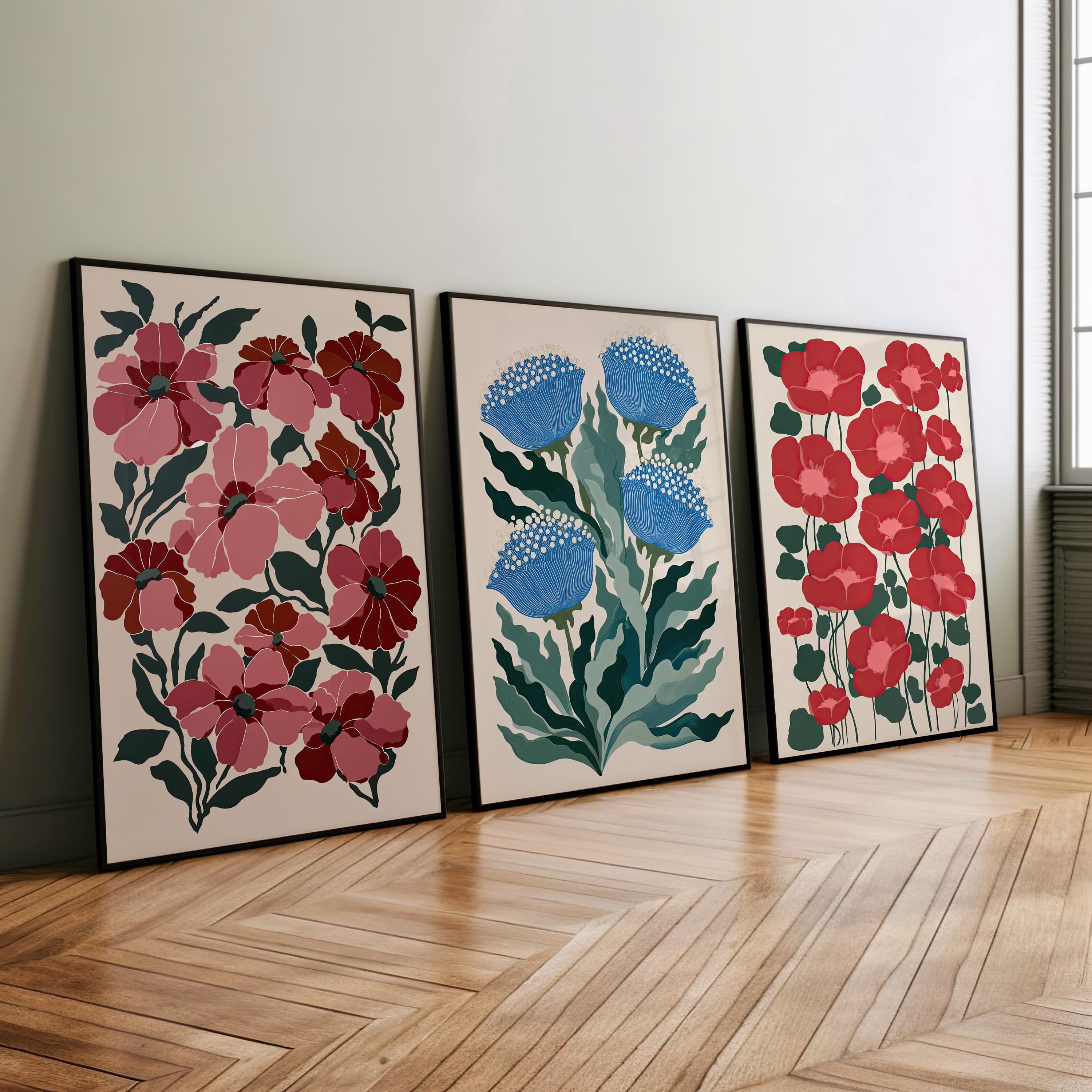 Boho Abstract Floral Wall Art Poster or Art Print Bold Botanical Prints ...