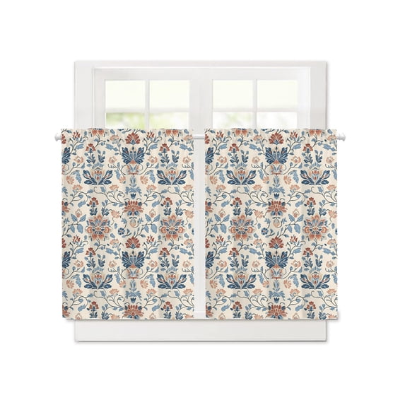 Boho Abstract Flower Botanical Short Blackout Curtains 45 Inch Long ...