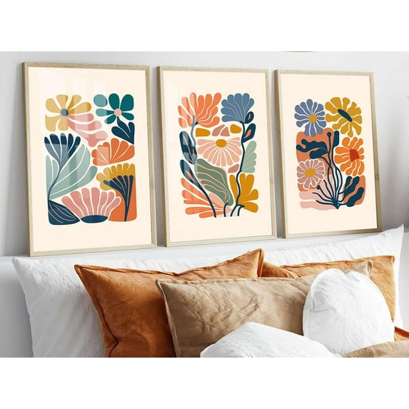 Boho Abstract Flower Market Wall Art Prints Matisse Style Colorful ...