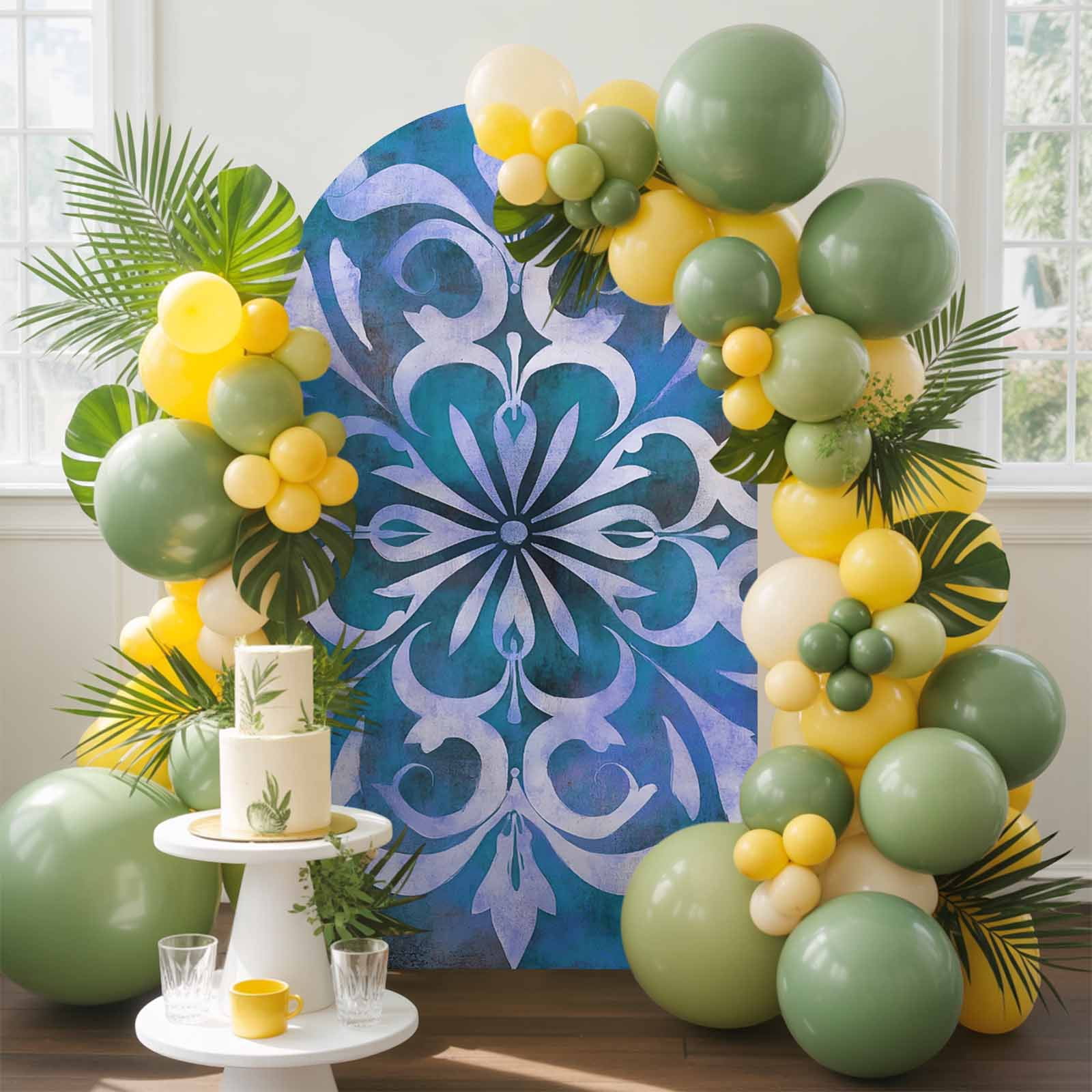 Boho Abstract Flower Pattern Arch Backdrop Cover Stretchy Spandex Arch ...