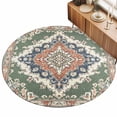 Boho Abstract Flowers Area Rug, Orange Green Retro National Medieval ...