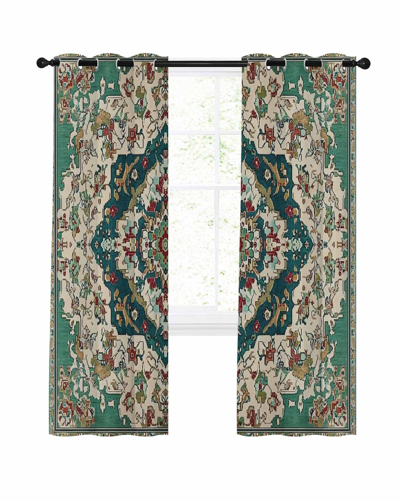 Boho Abstract Flowers Blackout Curtains for Bedroom Living Room, Green ...