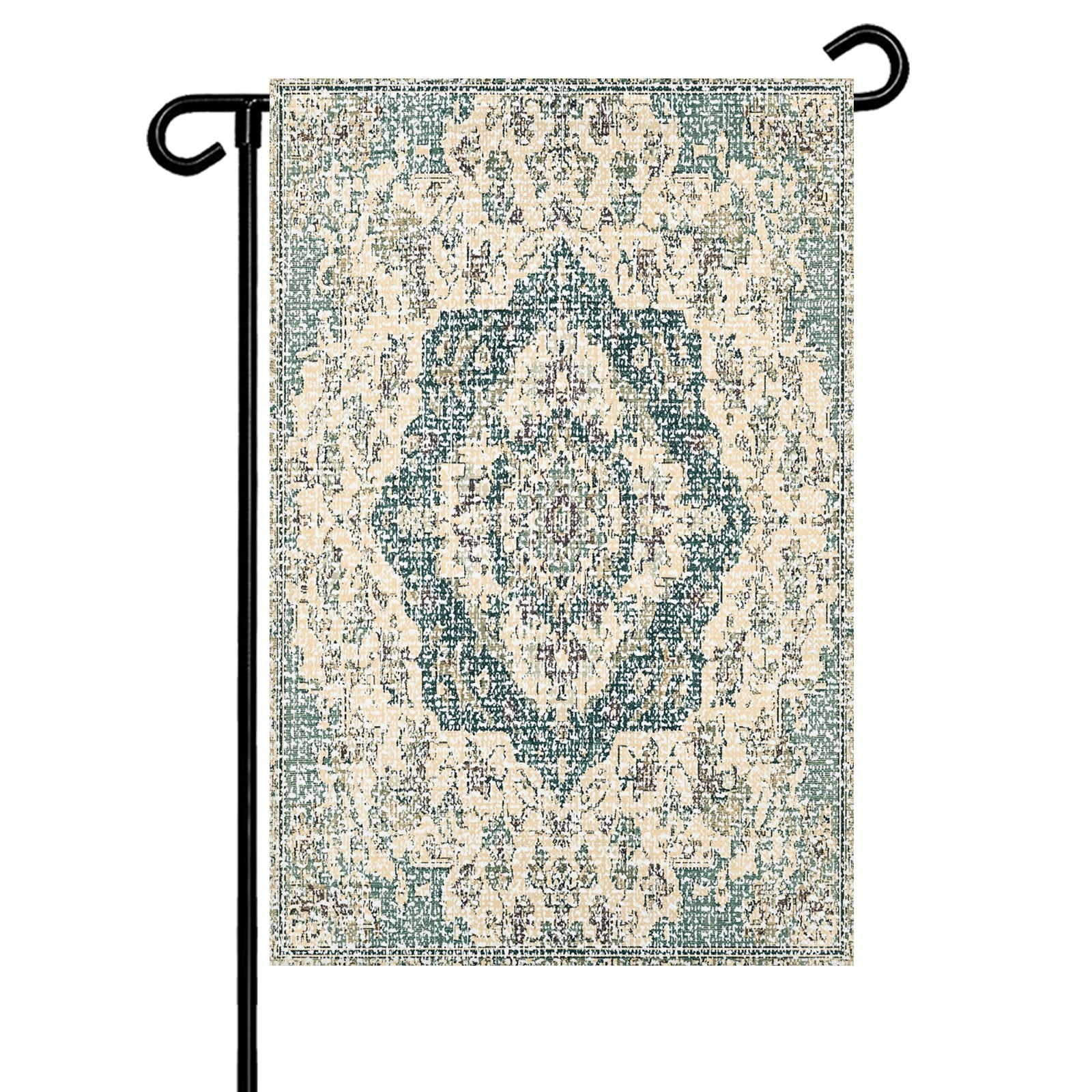 Boho Abstract Flowers Garden Flag 12x18 Inch Green Beige Retro National ...