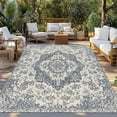 Boho Abstract Flowers Indoor Outdoor Rugs 6x9 Ft, Navy Blue Retro ...