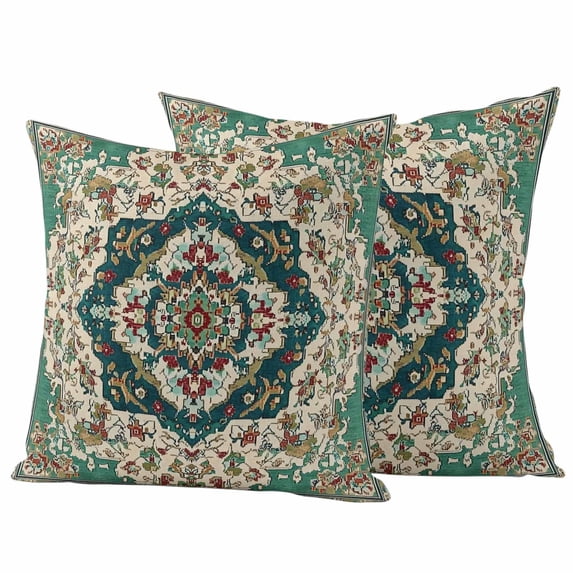 Boho Abstract Flowers Outdoor Pillow Covers Set of 2 Green Red Retro ...