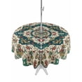 Boho Abstract Flowers Round Outdoor Tablecloth with Umbrella Hole Green ...
