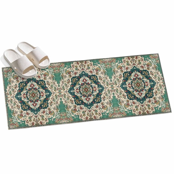 Boho Abstract Flowers Runner Rugs 2x6ft Green Red Retro Medieval ...