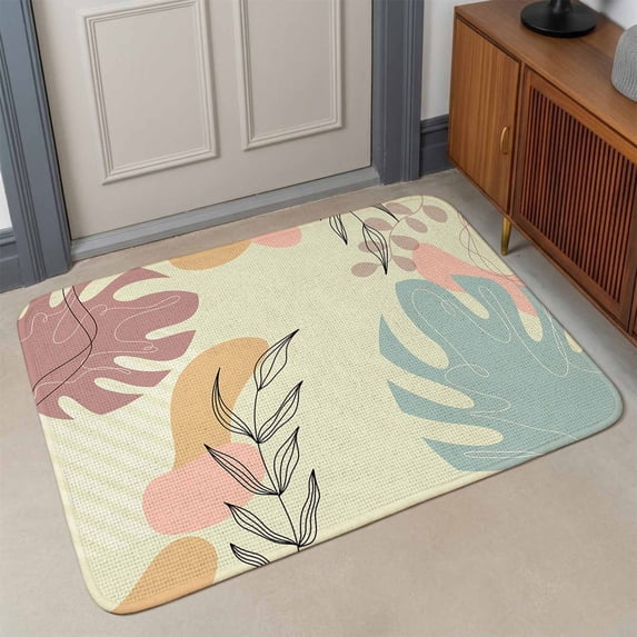 Boho Abstract Front Door Mat Indoor Entrance, Geometric Morandi Color ...