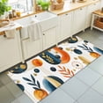 Boho Abstract Geometric Leaf Rectangle Rug 2'x6' Orange Blue Leaves ...