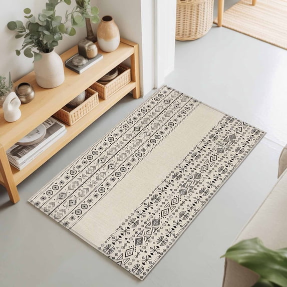 Boho Abstract Geometric Line Rectangle Rug 2'x3' Ethnic Pattern Vintage ...