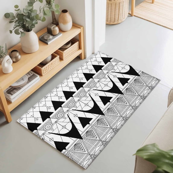 Boho Abstract Geometric Line Rectangle Rug 2'x3' Vintage Ethnic Stripes ...