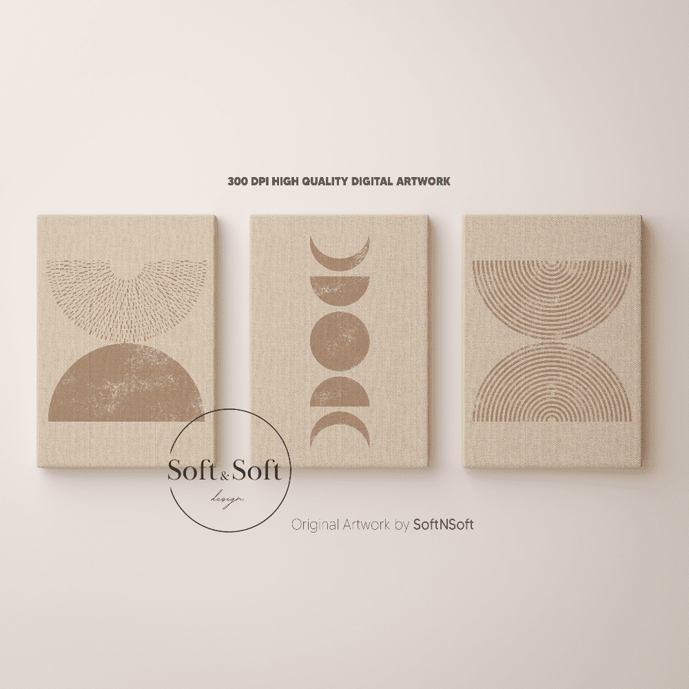 Boho Abstract Geometric Mid Century Poster Prints, Stretched Canvas ...