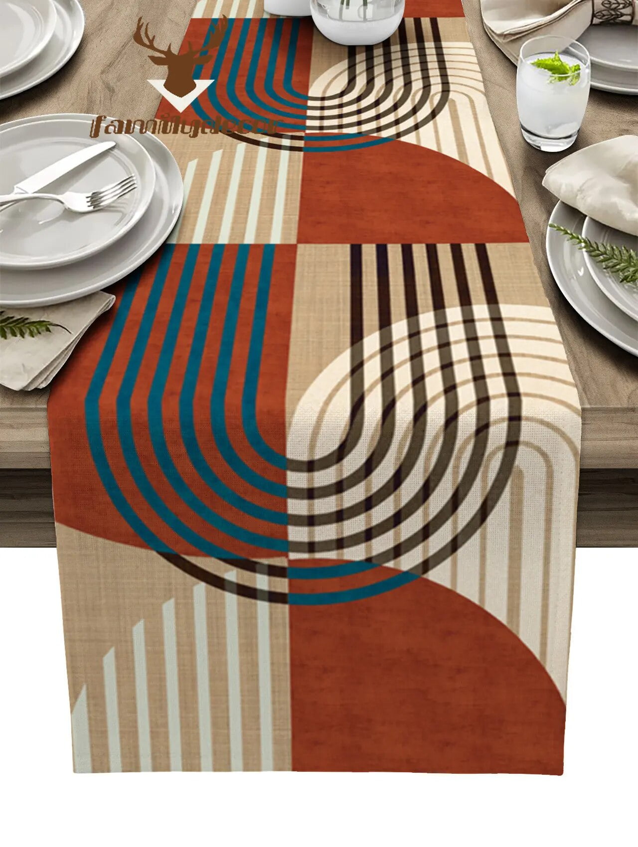 Boho Abstract Geometric Table Runner Home Wedding Table Flag Mat Table ...
